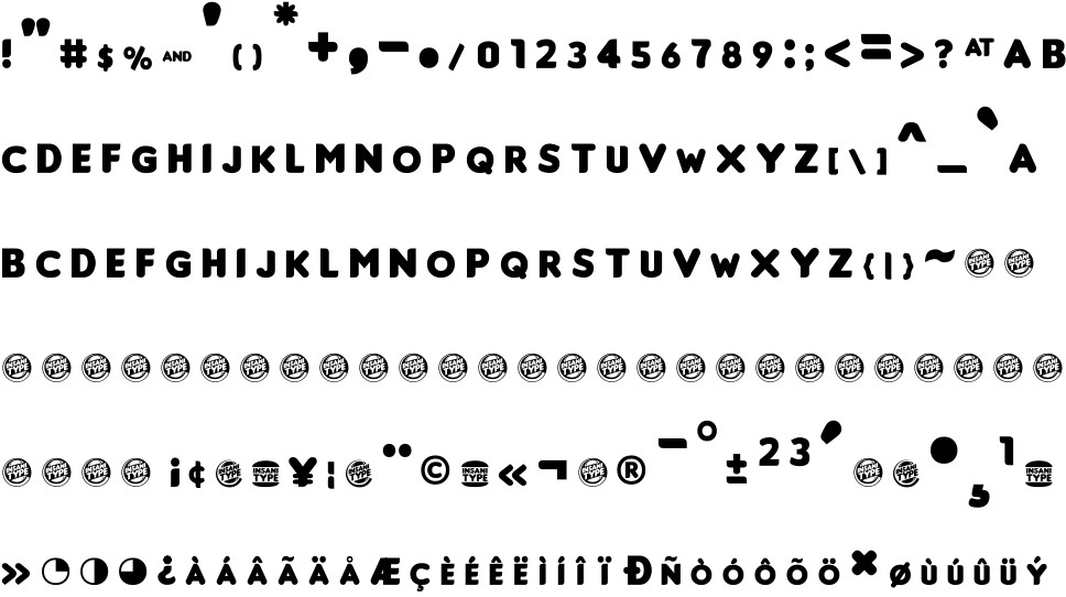 Insaniburger free Font in ttf format for free download 20.32KB