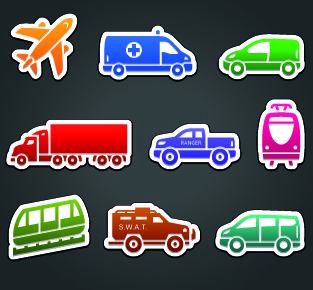 Different transport stickers vector Vectors graphic art designs in ...