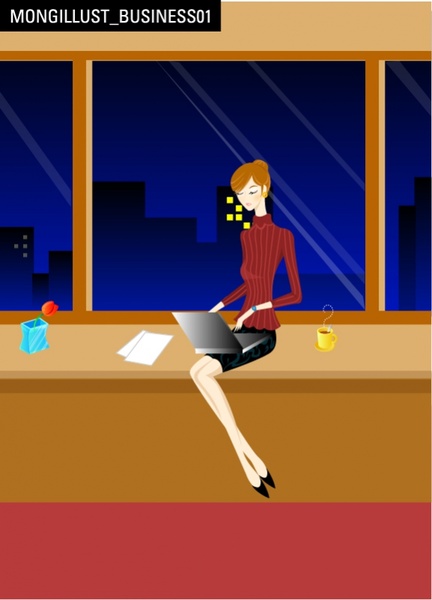 Free office girl vector Vectors graphic art designs in editable .ai ...