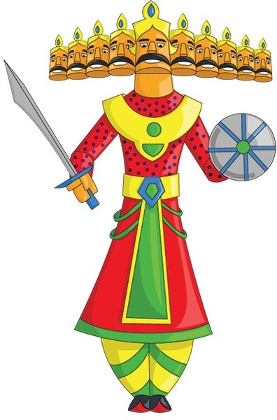 Ravana holding sword with face dussehra vector Free vector in ...