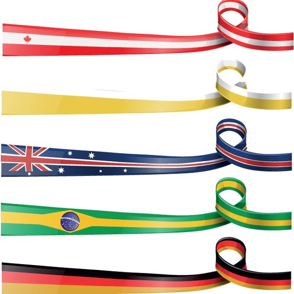 Various countries flags ribbons vector Free vector in Encapsulated ...