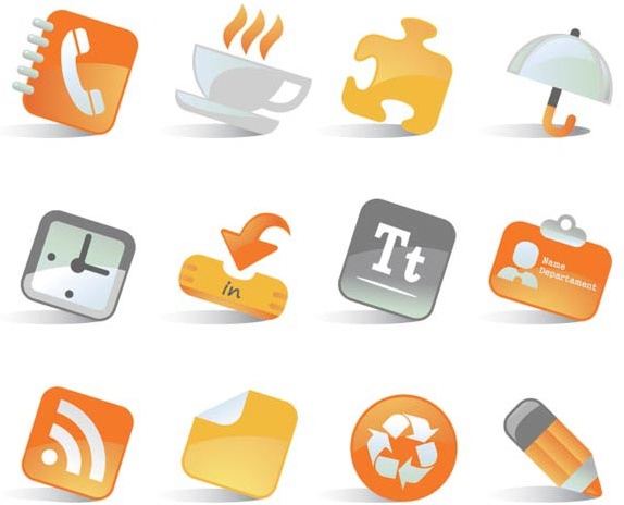 Vector orange glossy business icon set Free vector in Encapsulated ...