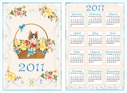 2011 calendar templates cute kid icons decor Free vector in ...