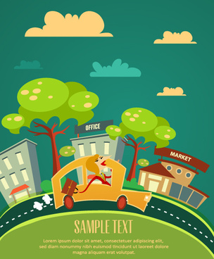 Cartoon city scenery vector Free vector in Encapsulated PostScript eps ...