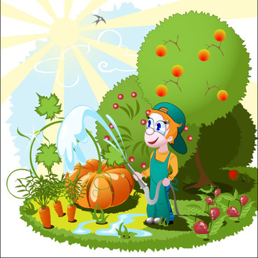 Cartoon orchard 02 vector Free vector in Encapsulated PostScript eps ...