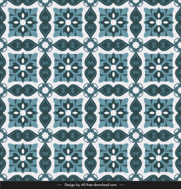 Floor tile pattern repeating symmetrical shapes flat design Free vector ...