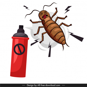 Cockroach kill sign funny cartoon sketch Free vector in Adobe ...