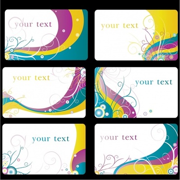 Card templates modern elegant design colored curves ornament Free ...