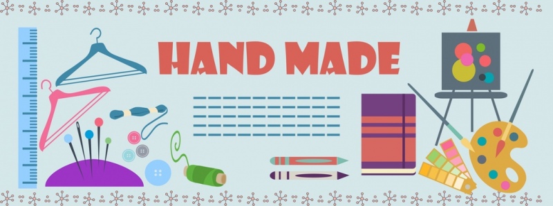 Craft banner sets sewing and painting tools symbols Free vector in ...