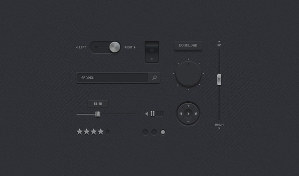 Dark UI Element Set Free psd in Photoshop psd ( .psd ) file format ...
