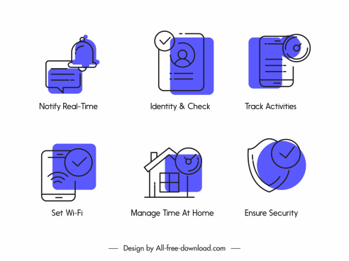 Digital ui icons simple flat symbols outline Free vector in Adobe ...