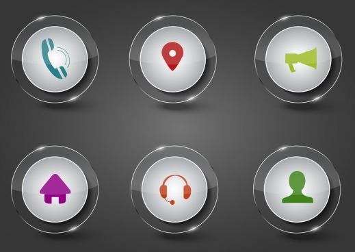 Digital buttons set design with shiny red icons Free vector in Adobe Illustrator ai ( .ai ...