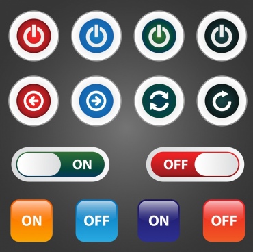 Digital buttons set design with shiny red icons Free vector in Adobe Illustrator ai ( .ai ...