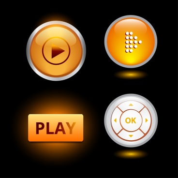 Digital buttons set design with shiny red icons Free vector in Adobe ...