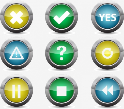 Digital buttons set design with shiny red icons Free vector in Adobe Illustrator ai ( .ai ...