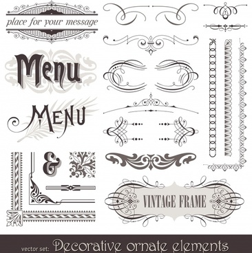 Menu decorative elements elegant classical european sketch Free vector ...