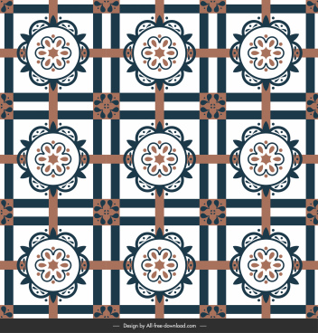 Floor tile pattern repeating symmetrical shapes flat design Free vector ...