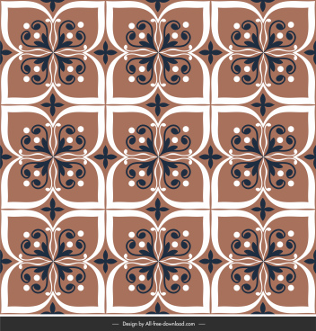 Floor tile pattern repeating symmetrical shapes flat design Free vector ...
