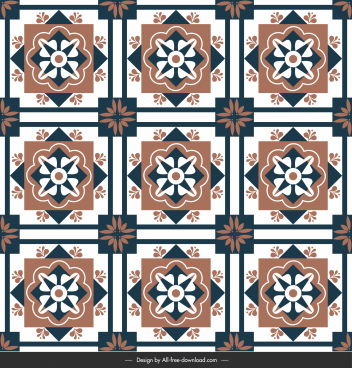 Floor tile pattern repeating symmetrical shapes flat design Free vector ...
