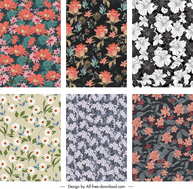 Floral pattern template elegant dark retro Free vector in Adobe ...