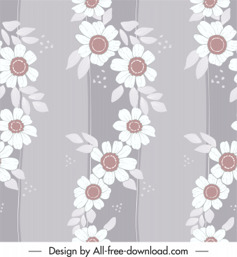 Flower pattern template classical black white curved sketch Free vector ...
