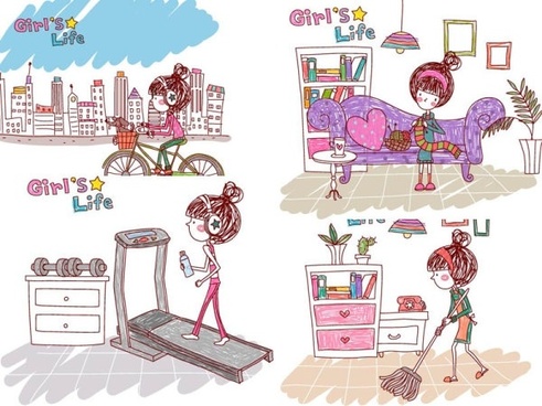 Girl life vector eps girl life4 Free vector in Encapsulated PostScript ...