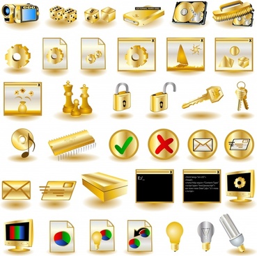 Gold common computer icon 01 vector Free vector in Encapsulated ...