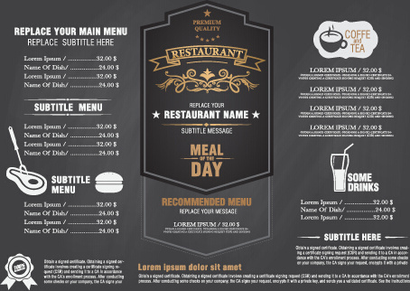 Gray style restaurant menu design vector Free vector in Encapsulated ...