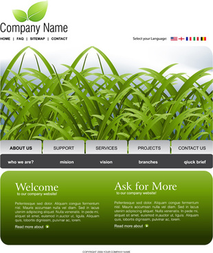 Green eco website template design vector Free vector in Encapsulated ...