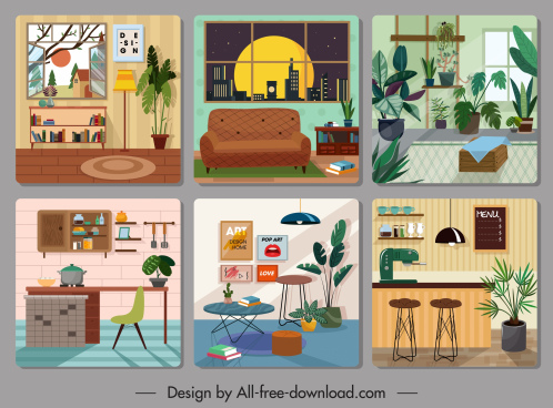 Home decor templates colored contemporary design Free vector in ...