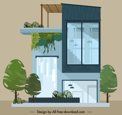 Architecture exterior template elegant contemporary design Free vector ...