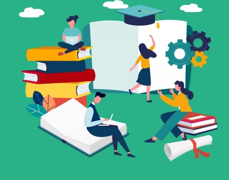 Digital books and literature icons Free vector in Adobe Illustrator ai ...