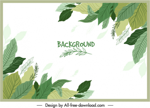 Leaves background templates classical handdrawn dynamic decor Free ...