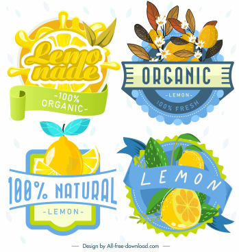 Vintage Lemon Labels Free vector in Adobe Illustrator ai ( .AI ...