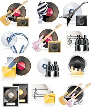 Musical instruments pattern colored stylized icons decor Free vector in ...