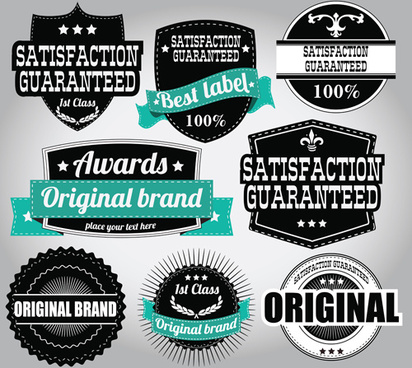 Golden premium quality labels with red ribbon vector Free vector in ...