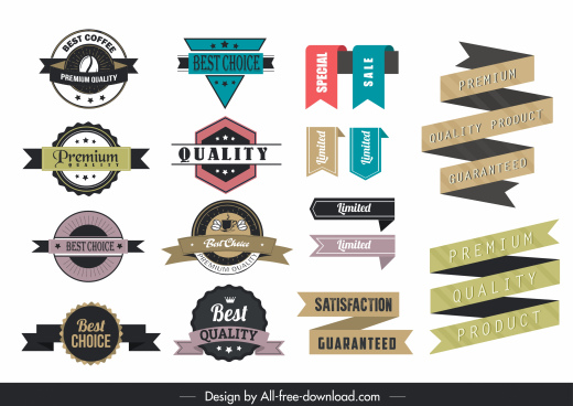 Coffee labels templates elegant classic shapes Free vector in Adobe ...