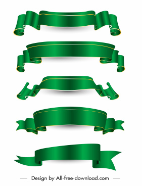 Decorative ribbon template shiny green 3d twisted shapes Free vector in ...