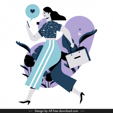 Fashion background shopping lady icon cartoon design Free vector in ...