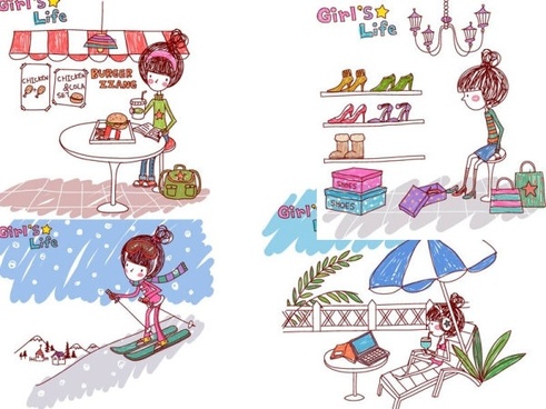 Girl life vector eps girl life4 Free vector in Encapsulated PostScript ...