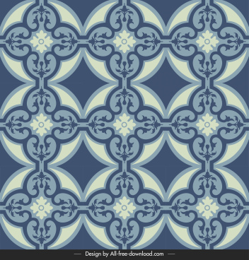 Floor tile pattern repeating symmetrical shapes flat design Free vector ...