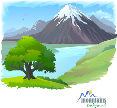 Tree and natural scenery vector background Free vector in Encapsulated ...