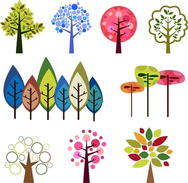 Tree drawing curves and colored design Free vector in Adobe Illustrator ...