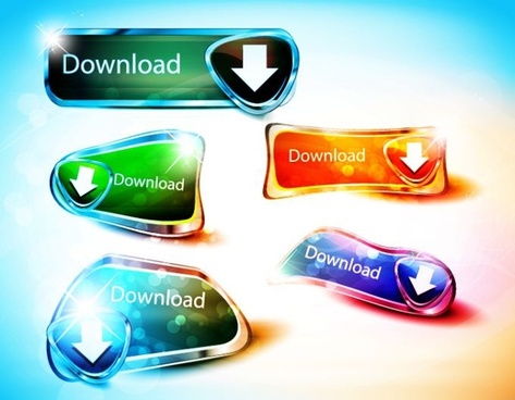 Digital buttons templates modern sparkling colorful shapes Free vector ...
