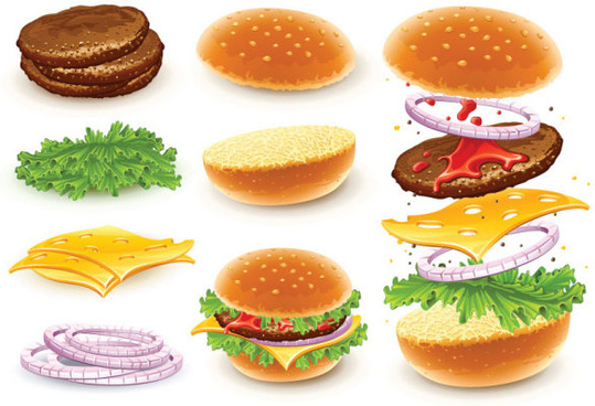 Collection of food items Free vector in Encapsulated PostScript eps ...