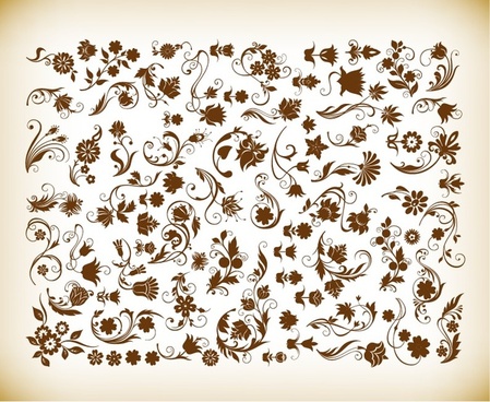 Floral design elements vector graphics set Free vector in Encapsulated ...