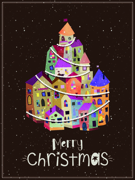 Vintage house with15 christmas background Free vector in Encapsulated ...