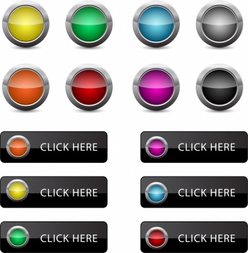 Digital buttons set design with shiny red icons Free vector in Adobe Illustrator ai ( .ai ...