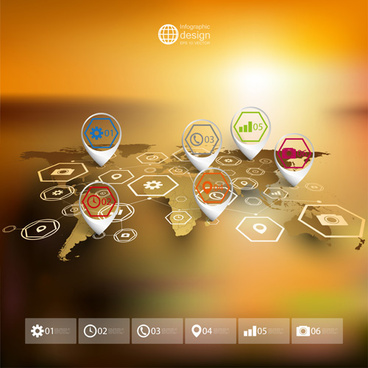 World Map Infographic Predesigned Illustrator Graphics