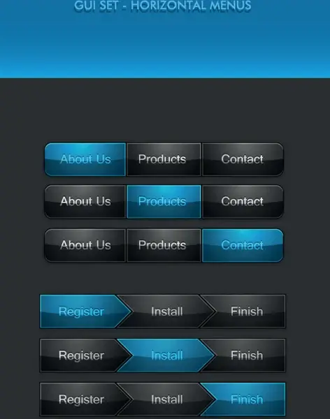 Black and blue web button vector set Vectors graphic art designs in ...